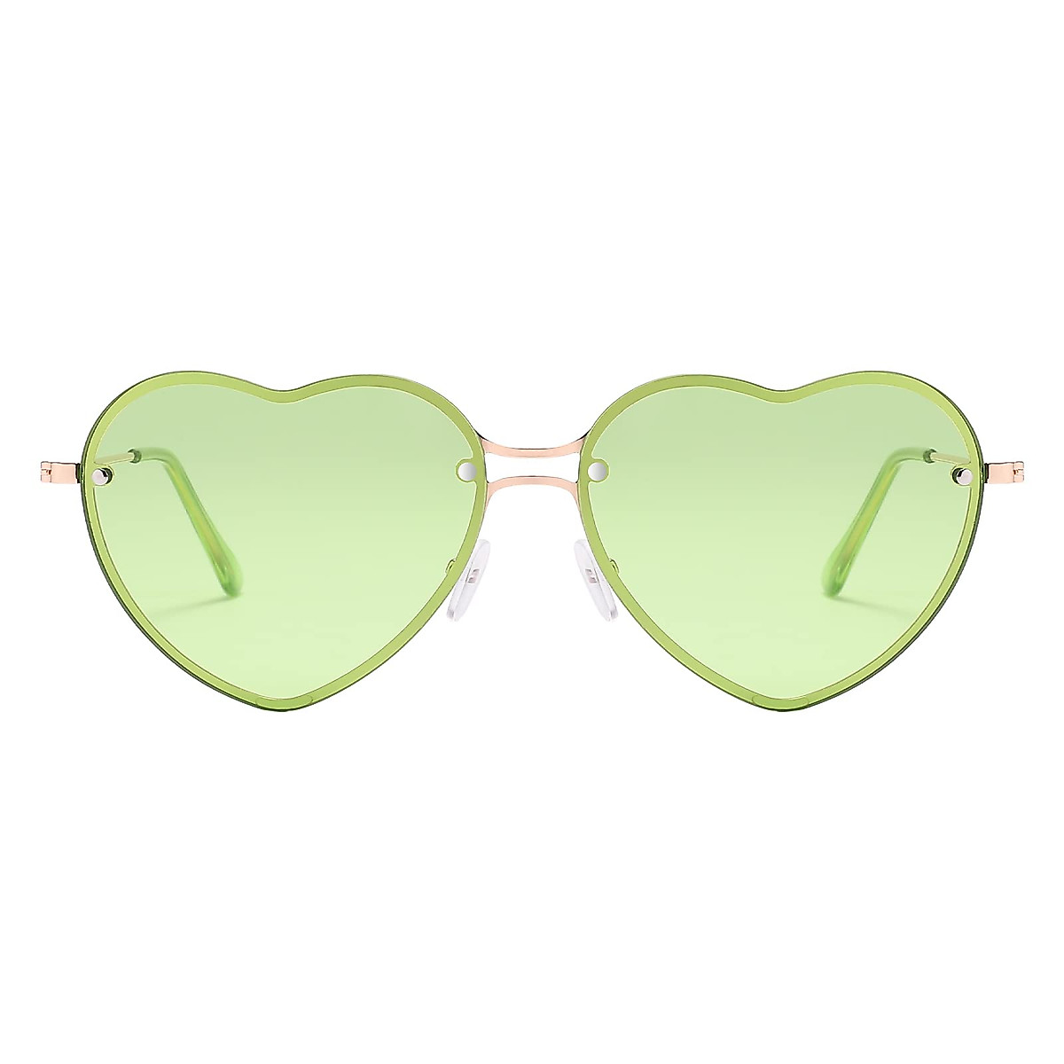 Przene Green Heart Sunglasses For Women Metal Frame Fashion Lovely Sunglasses 100% UV Protection. (Standard, Green)