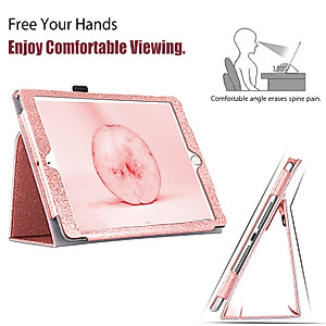 BENTOBEN for iPad Air 2 Case, iPad 6th Generation Case, iPad 5th Gen Case,Folio Folding Stand Auto Wake/Sleep with Pencil Holder Glitter PU Cover for iPad Air 2/Air 1, iPad 9.7 2018/2017,Rose Gold