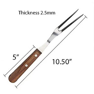 Sunrise Kitchen Supply Stainless Steel Turner Spatula & Meat Fork with Wood Handle (10.5" Fork)