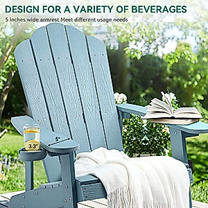 YITAHOME Adirondack Chair, Heavy Duty Plastic Outdoor Chairs with Rotatable Cup Holder, Weather Resistant Fire Pit Chairs for Garden Lawn Yard Patio Deck Backyard Pool Porch Beach (2)