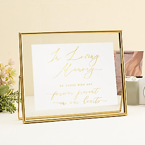 Calculs Horizontal Gold Floating Picture Frame In Loving Memory Wedding Display Signs Place Card/Menu Holder Party Décor for Reception Table Centerpiece 10"(L) x 8"(H)