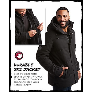 CANADA WEATHER GEAR Men's Wool Puffer Jacket Coat - Heavyweight Quilted Insulated Outerwear Parka (M-XXL), Size Large, Black