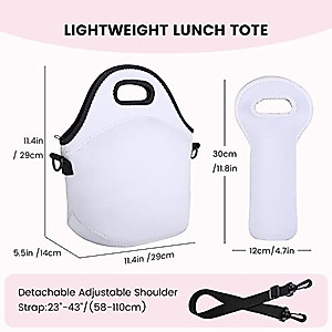 Valyria Sublimation Blanks Lunch Bag Water Bottle Holder, Thick Insulated Lunch Tote Box Water Bottle Carrier Bag-Reusable Lunch Organizer Cooler Bag with Zipper for Outdoor Travel Picnic Work