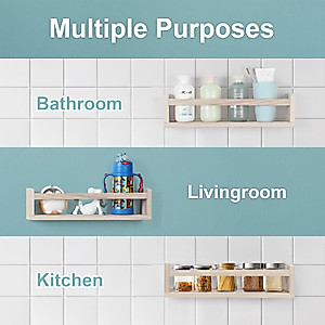 NANANARDOSO Nursery Room Shelves Wall Mounted, Set of 4 Natural Wood Floating Book Shelves for Kids Bedroom, Baby Nursery Décor, Kid Bookshelf Organizer for Bathroom Decor, Floating Bookshelf, Nature