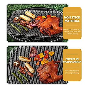 Hemoton Gas Grills 30 Pcs Aluminum BBQ Mesh Grill Mat Disposable Grill Topper Broiler Pans Non Stick Baking Tools Outdoor BBQ Accessories for Baking Cooking Grilling Gas Grill