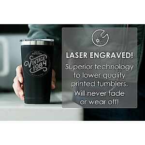 Sodilly Coffee Tumbler - Vintage 1983 Design - Ideal 1983 Birthday Gifts for Men - Perfect for 40th Birthday Celebrations - Unique 40th Birthday Travel Mug - 1983 Vintage 16 oz Black Coffee Tumbler