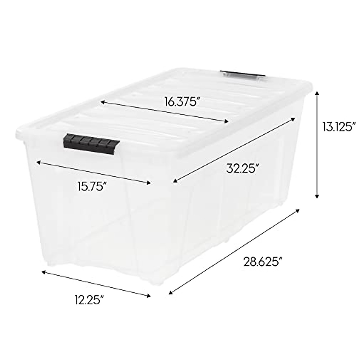 IRIS USA 84 Quart Stackable Plastic Storage Bins with Lids and Latching Buckles, 2 Pack - Clear, Containers with Lids and Latches, Durable Nestable Closet, Garage, Totes, Tub Boxes Organizing