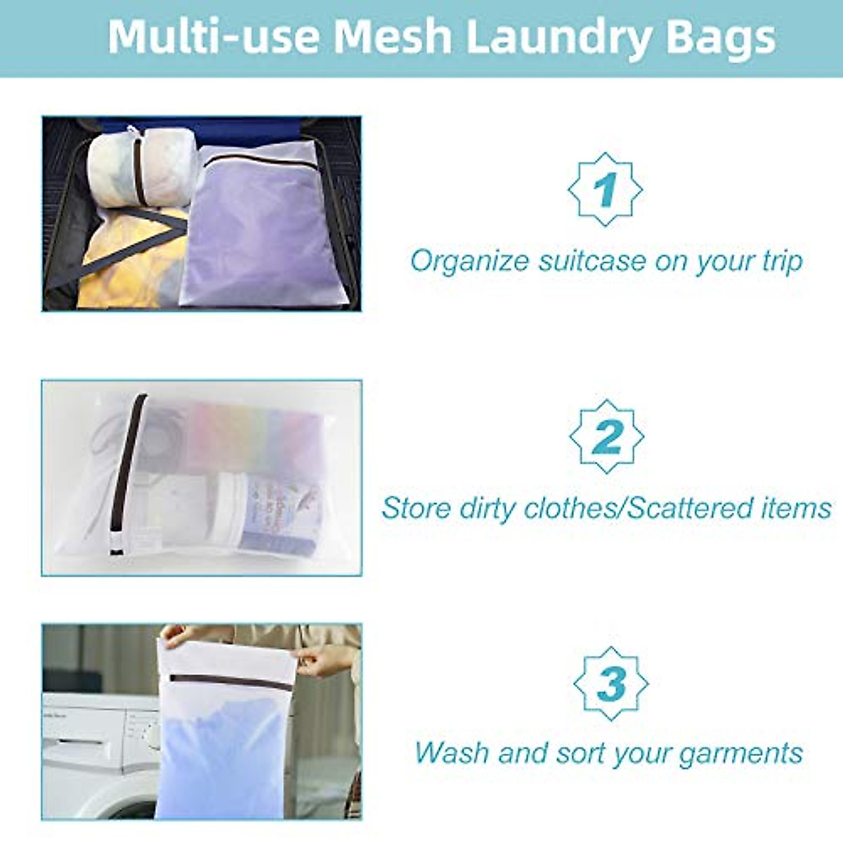 GOGOODA Set of 7 Mesh Laundry Bags,3 XXL Large Fine Mesh Laundry Bags and 2 Large 2 XL-Large Machine Wash Bags