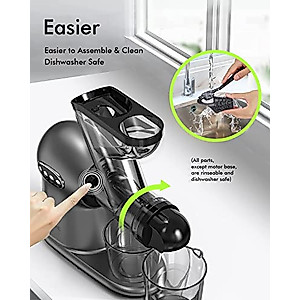SiFENE Slow Masticating Juicer Machine, 3” Wide Dual Chute Cold Press Juicer with Anti-Clog Function, Ideal for Celery, Wheatgrass, Fruit and Vegetable Juice Extractor, BPA-Free, Easy to Clean