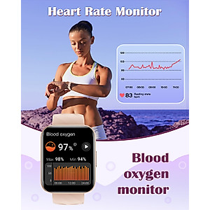 RUIMEN Smart Watches for Women Men (Answer/Make Calls) Compatible with iPhone/Android Phones, 1.85" HD Screen Fitness Tracker Heart Rate Monitor 100+ Sports Tracker Watch Waterproof (Pink)