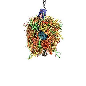 Birds LOVE Bad Hair Day Bird Toy for Medium Parrots, Preening Chewing Foraging Toy for Cage, African Grey Eclectus Cockatoos Amazons Mini Macaws