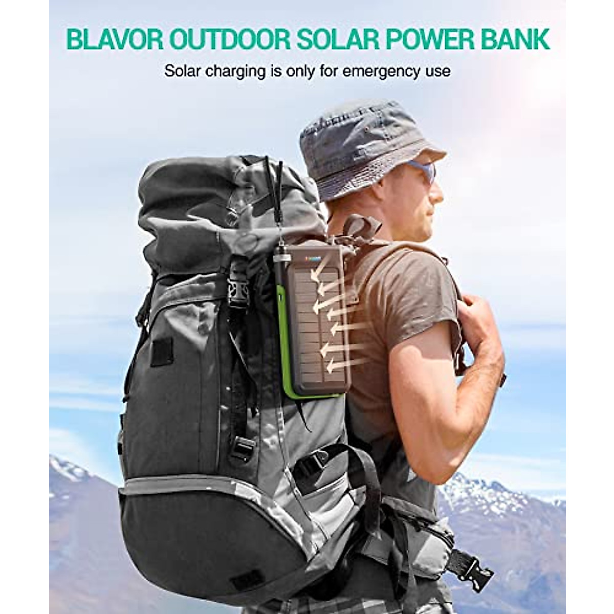 BLAVOR Solar Power Bank with FM Radio,Portable Wireless Charger 20000mAh External Battery Pack 15W QC 3.0 Fast Charging,Bright Flashlight, Compatible with Smartphones and All USB Devices (Green)