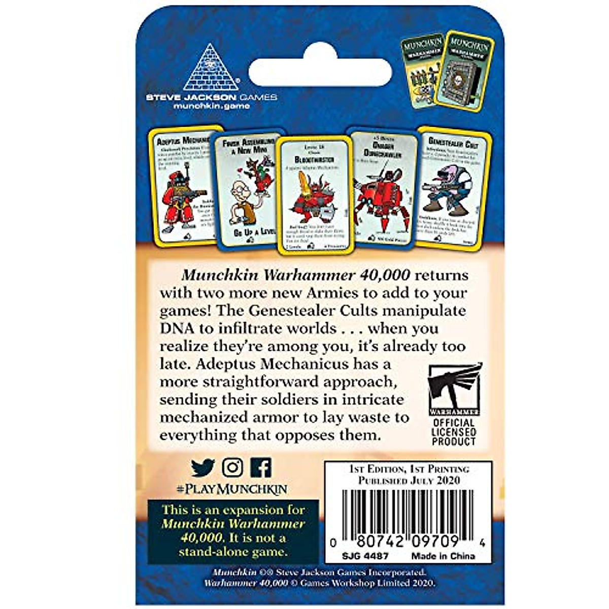 Steve Jackson Games Munchkin Warhammer 40,000: Cults and Cogs Card Game (Expansion) | 112 Cards | Adult, Kids, & Family | Fantasy Adventure RPG | Ages 10+ | 3-6 Players | Avg Play Time 120 Min
