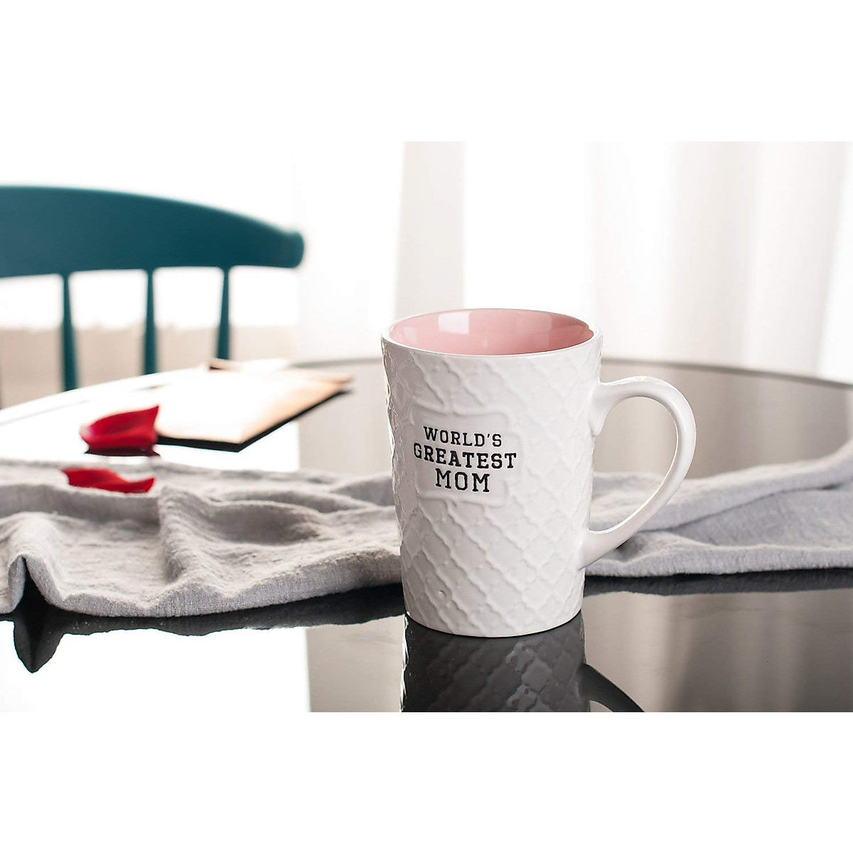 Ynsfree-World's Greatest Mom-16 OZ Coffee And Tea Cups-For mom,lady, wife,Valentine's Day or Anniversary - Birthday Gift Ceramic Office Fun Gifts Deal With White Cute Mugs-Funny Mom Mug