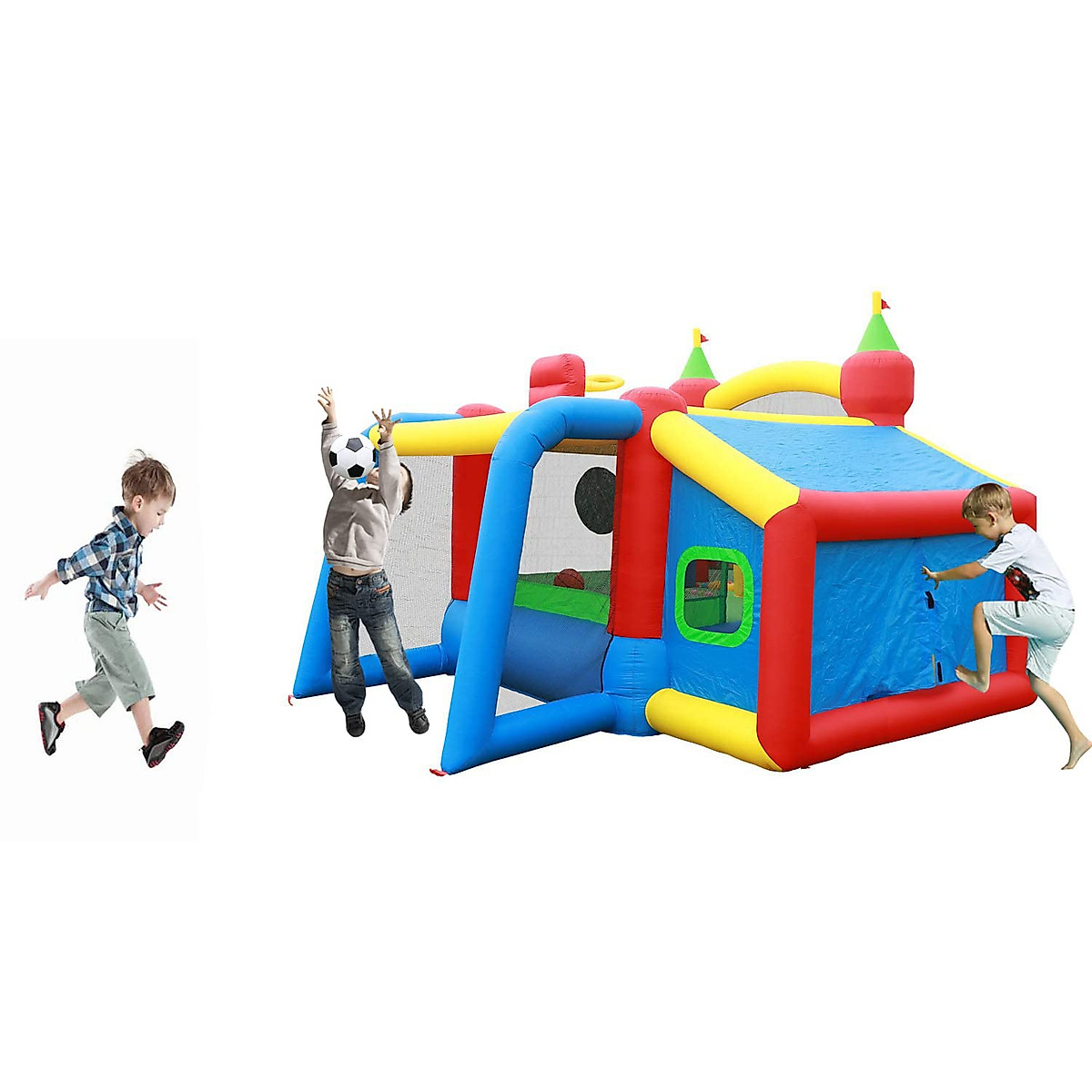WELLFUNTIME Inflatable Bounce House,Jumping Castle Slide with Blower,Kids Bouncer with Ball Pit
