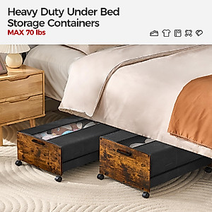 FOUCSSOMEI Under Bed Storage with Wheels, Under Bed Drawers On Wheels, Rolling Under Bed Storage with Metal Frame, for Clothes Shoes Blanket Toys, Patented Design