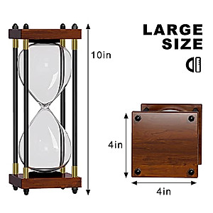 SuLiao Empty Hourglass Fillable, 10 Inch Large Black Wooden Frame Decorative DIY Sand Timer, Unity Sand Hourglass for Wedding Ceremony Set, Without Sand Antique Sand Clock for Desk Home Office Decor