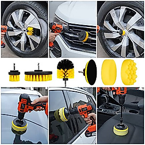 FCLUSLL 27Pcs Car Wash Kit with Foam Gun Sprayer, Car Cleaning Kit with 6 in 1 Adjustable Nozzle Drill Brush Set Tire Polishing Applicator Pad Wash Mitt Towel, Quick Connects to Most Garden Hose