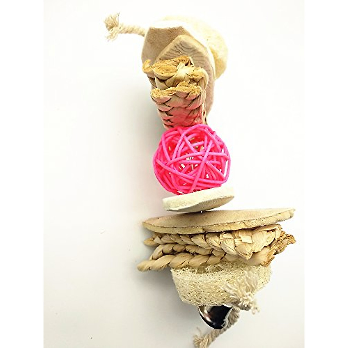 Hypeety Bird Parrot Cuttlebone Toy Bird Chew Toy Colorful Rattan Ball Toy Safe and Fun for African Grey, Amazon Conure Cockatoo Macaw Cockatiel