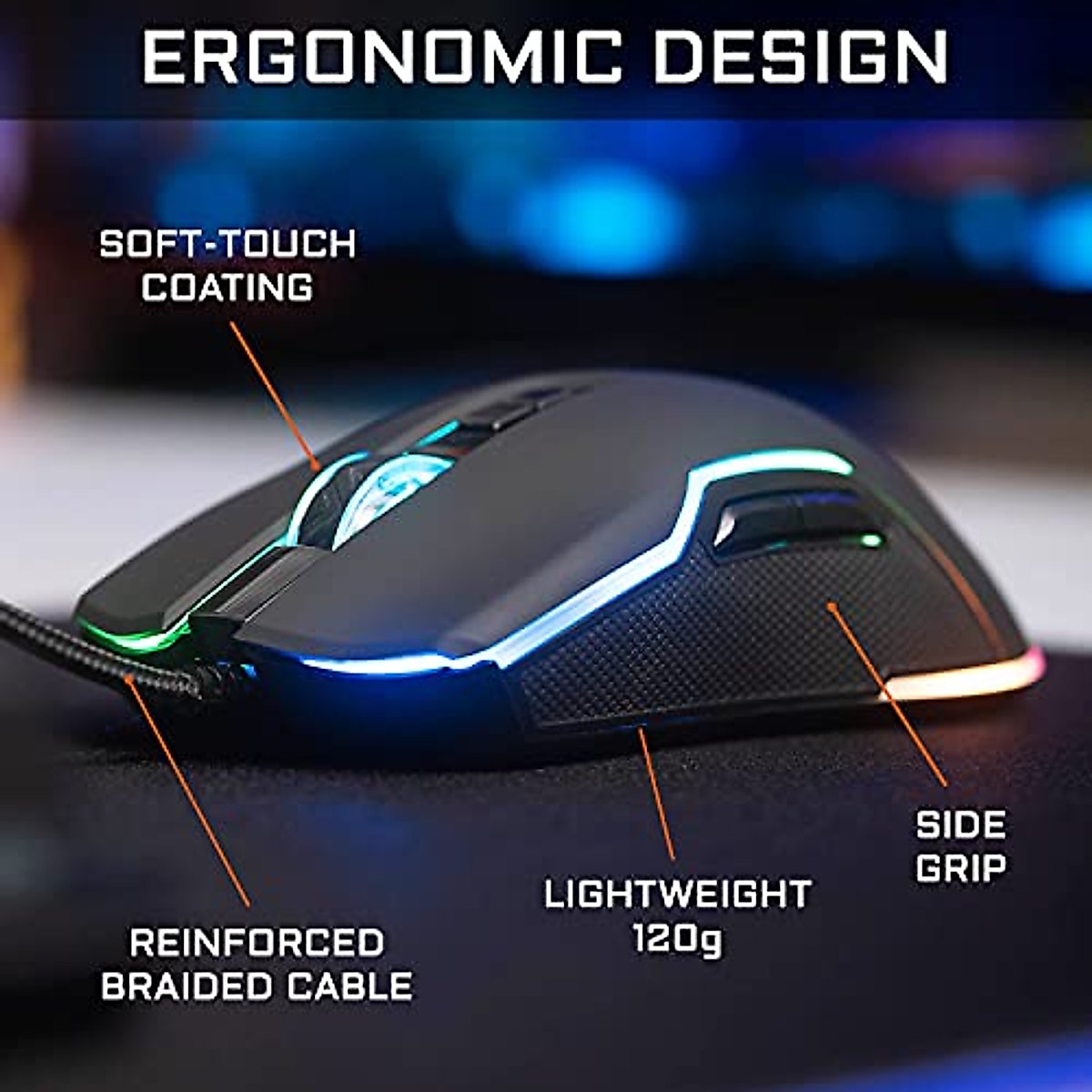 G-LAB Combo Carbon Pack Wired Keyboard and Mouse Gamer RGB Pack – Backlit Mechanical LED Gaming Keyboard, Blue Switches, QWERTY, Anti-Ghosting + Gaming Mouse with RGB - 6 Buttons 7200 DPI PC/PS5
