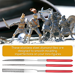 Miniature and Model Files, Includes Diamond File Set (Round, Flat and Triangular, 9 Piece)