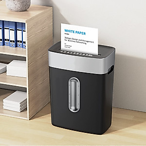 Shredders for Home Office 6-Sheet Cross Cut Shredder Shreds Paper/Credit Card/Staple/Clip Jam Proof Paper Shredder P-4 Security Level (Color : White, Size : 32x19.5x41.6CM)