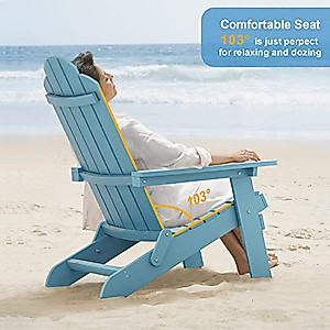 MXIMU Folding Adirondack Chair & Ottoman 4-Piece Set, Weather Resistant Plastic Chairs Adorondic Set for Area Seating Lifetime Wide Use in Backyard, Garden, Lawn, Porch