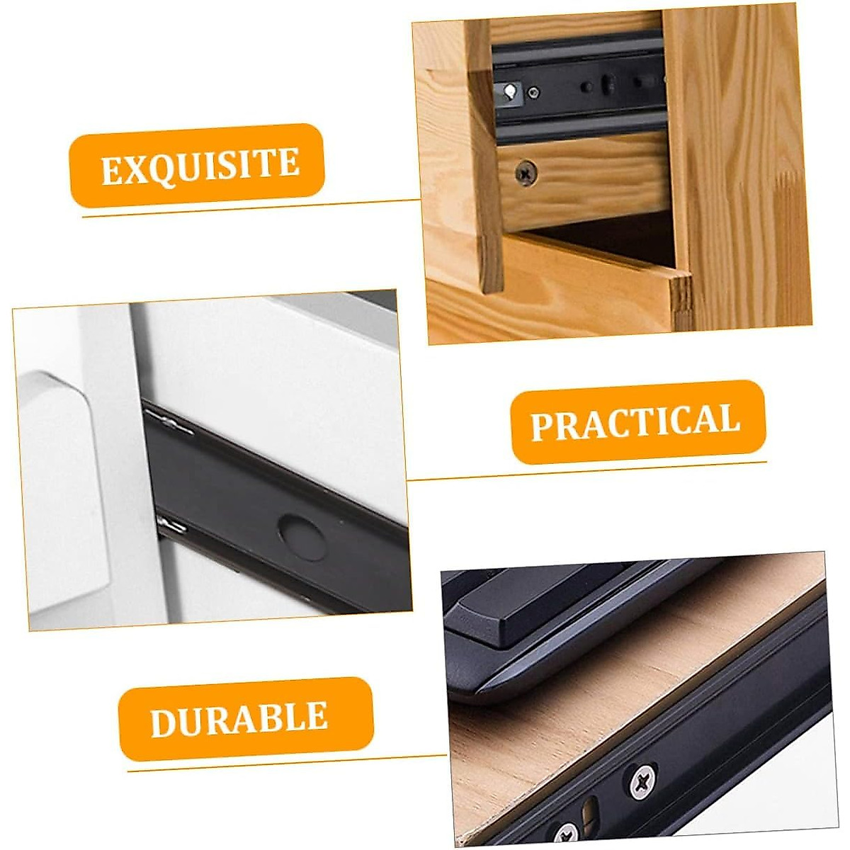 ALturN Drawer Glides,1 Pair Keyboard Track Dresser Tray L Brackets Heavy Duty Black Slides Side Under Desk Keyboard Tray Slide Out Keyboard Drawer Under Desk Slide Drawer Track Drawer Guide Rail B