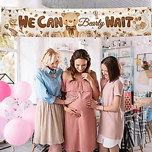 Bear Baby Shower Party Decorations We Can Bearly Wait Banner Neutral Bear Backdrop Gender Reveal Banner Porch Sign for Welcome Baby Party,Gender Neutral Bear Photo Props Supplies Indoor Outdoor