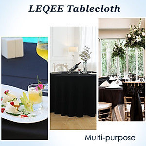 LEQEE Round Tablecloth,120inch Stain and Wrinkle Resistant Polyester Table Cloth,Decorative Fabric Table Cover for Kitchen,Dinning,Party,Wedding Round(Black)