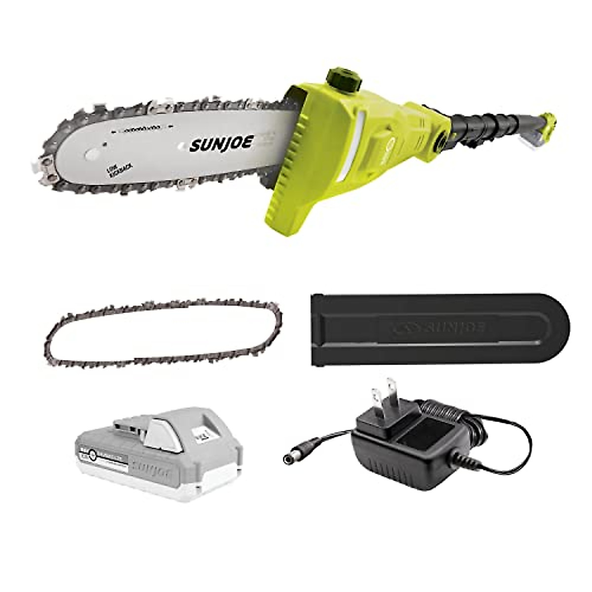 Sun Joe 24V-PS8CMAX-LTE 24-Volt IONMAX Cordless Telescoping Pole Chain Saw Kit, 8-inch, W/ Bonus Spare Chain, 2.0-Ah Battery + Charger