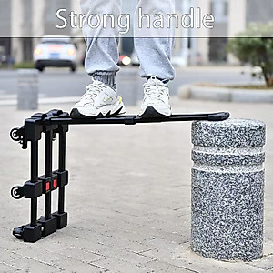 Foldable Dolly for Moving, Heavy Hand Truck Adjustable Handle, 440LB Luggage Cart Dolly with 6 Wheels & 2 Bungee Cords for Moving Heavy Furniture