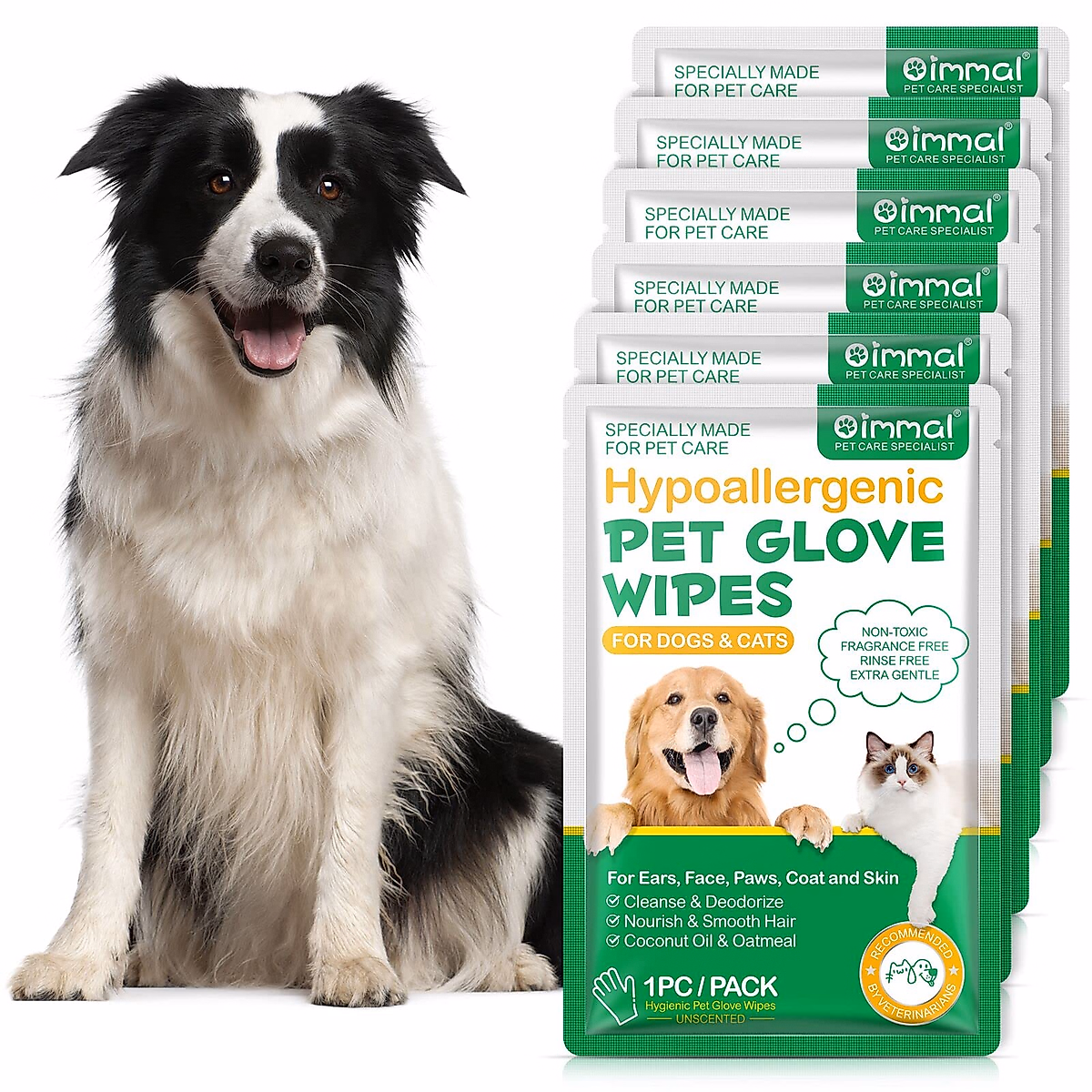 AIOBEECY Cleaning Pet Gloves Wipes for Dogs and Cats, Coconut Oil Cleaning Pet Gloves Can Nourish Fur for Puppies/Cats, Cleaning & Deodorizing Pet Gloves Wipes, Degradable Pet Wipes(Glove, 6Pcs)