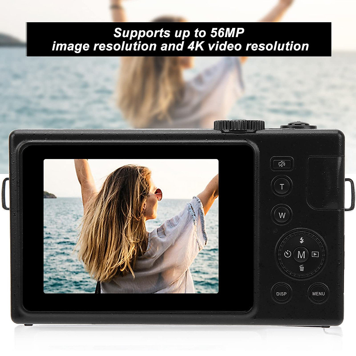 56MP Vlogging Camera, 4K Digital Camera for Photography and Video Pocket Camera with 3.0inch IPS Screen, Dual Screen Camera for Adult Seniors Students Kids Beginner (Black)