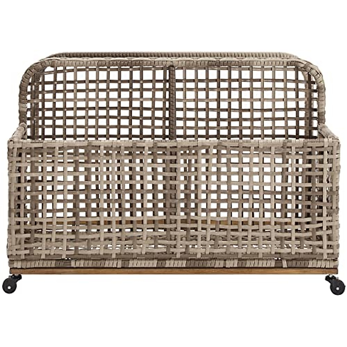 Crosley Furniture Ridley Wicker Outdoor Storage Pool Caddy for Floats, Patio Furniture Cushions, Distressed Gray/Brown