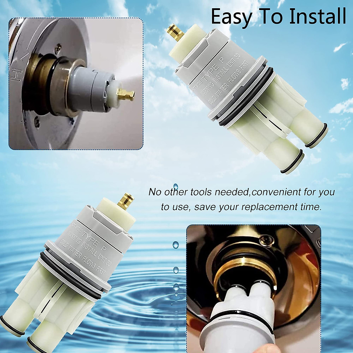 RP46074 Shower Cartridge for Shower and Tub 13/14 Series, Monitor Shower Parts,Single-handle MulitChioce Universal Valve Cartridge Assembly Water Cartridge