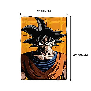 JUST FUNKY Dragon Ball Z Fleece Blanket Featuring Goku in His Simple Form | 45 X 60 Inches Blanket Great for Fans of The Series & Ideal for Home, Travel, and Gifts | Officially Licensed