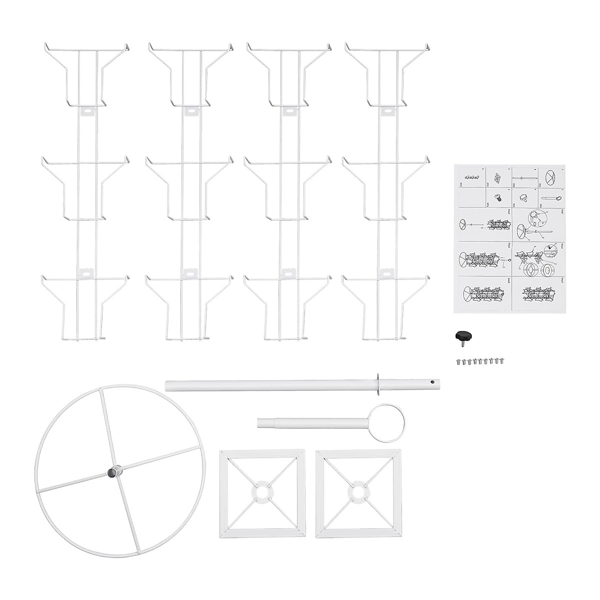 QUEMARQUE Greeting Card Display Stand, 3-Tier 12 Pockets Metal Postcard Display Rack Postcard Rack Retail Display Rack for Stickers Showcase (WHITE)