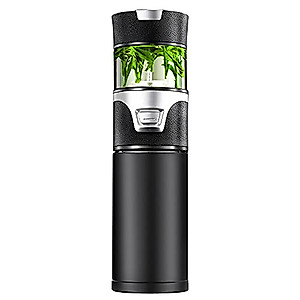 15 oz Double Wall Glass Tea Bottle, Portable Vacuum-Insulated Thermal Tea Bottle, Tea Tumbler with Infuser (black)