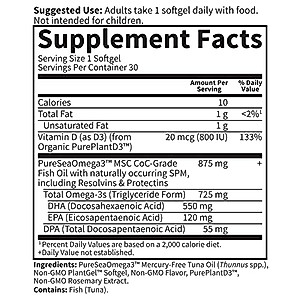 Garden of Life Dr. Formulated Prenatal DHA Fish Oil - 550mg DHA & DPA in Triglyceride Form 100% DV Vitamin D3, Single Source, Mercury Free Omega 3 DHA Supplements for Women's Health, 30 Softgels