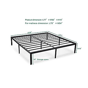 LIJQCI Full Size Bed Frame with Storage 18 Inch high Heavy Duty Metal Platform Mattress Foundation No Box Spring Needed