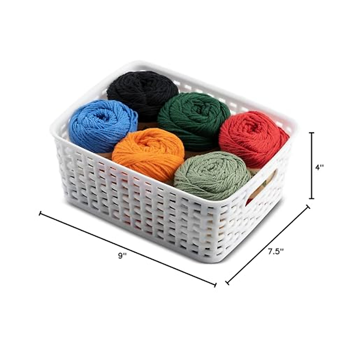 Set of 6 Plastic Storage Baskets - Small Pantry Organizer Basket Bins - Household Organizers with Cutout Handles for Kitchen Organization, Countertops, Cabinets, Bedrooms, and Bathrooms