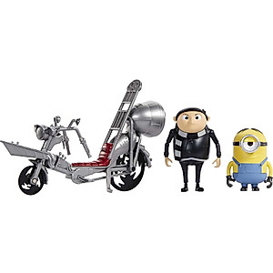 Minions: The Rise of Gru Movie Moments Pedal Power Gru Approx 4-in/10-cm Action Figure Interactive Toy with Articulation & Movie Scene Accessories, Great Gift for 4 Years & Older Minion Fans