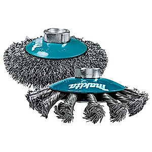 Makita 2 Piece - 4 Inch Crimped & Twist Wire Wheel Brush Set for 4.5" Grinders - Complete Conditioning for Metal - 4" x 5/8-Inch | 11 UNC