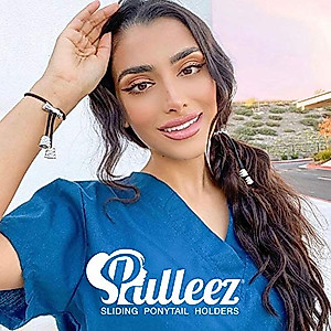 Pulleez Ponytail Holder -3 pc Gift Set with Metal Star, Paw, Facet Ball Charm Collection- Adjustable, For Thick and Thin Hair, No Slip, No Hair Breakage or Bumps -3pk (Silver)