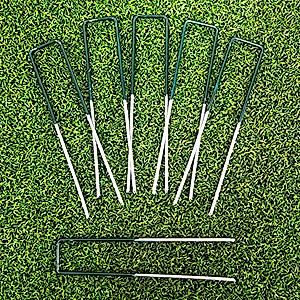 50-Pack Green TOP, 6 Inch Garden Stakes, Landscape Staples, U-Type Turf Stake for Artificial Grass, Rust Proof Sod Pin for Securing Fences Weed Barrier Fabric Outdoor Wires Tents & Tarps