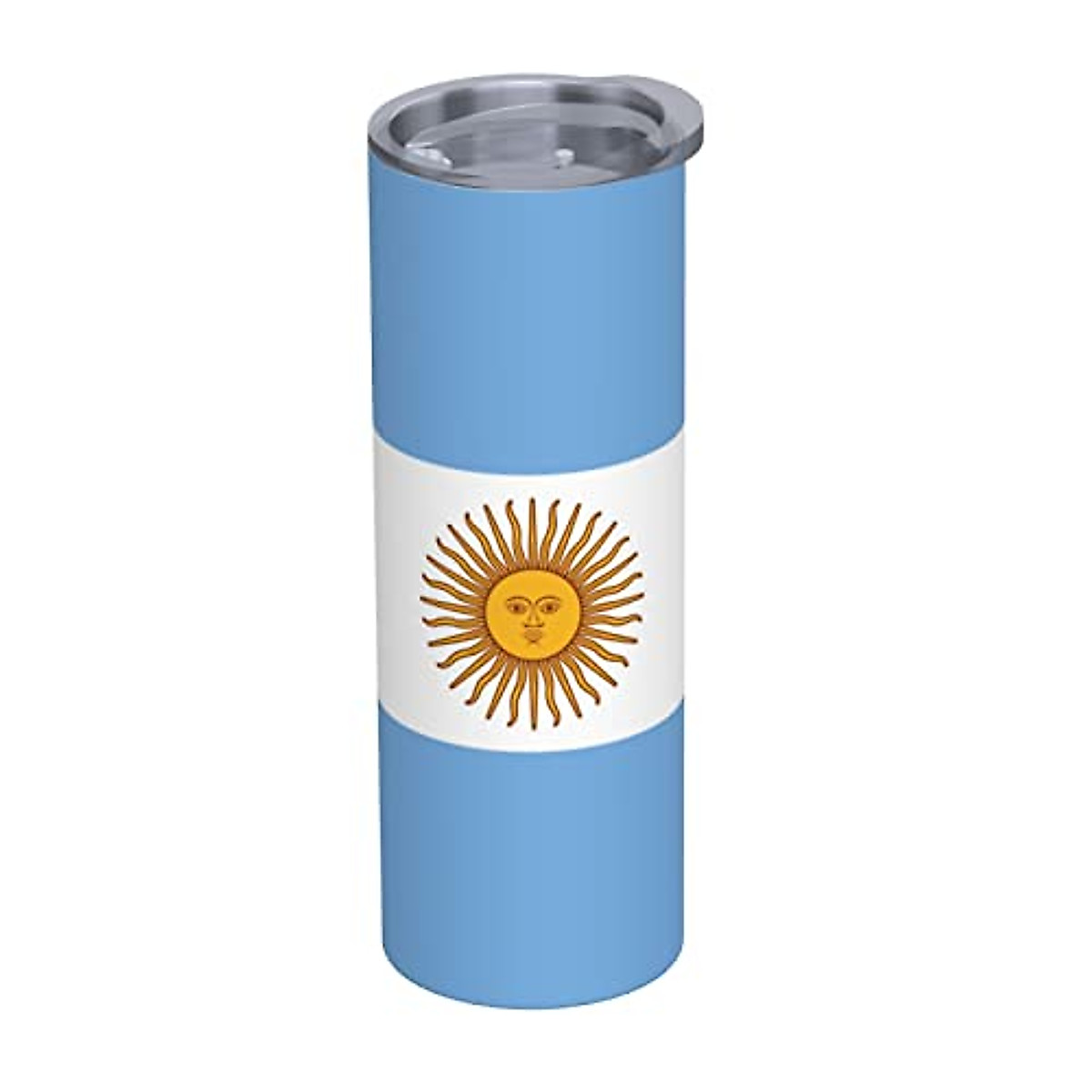 LIICHEES Flag of Argentina Stainless Steel Vacuum Insulated Tumbler 20oz Coffee Cups Travel Mug Water Cup with Leak-Proof Flip Lid Metal Straw Cleaning Brush