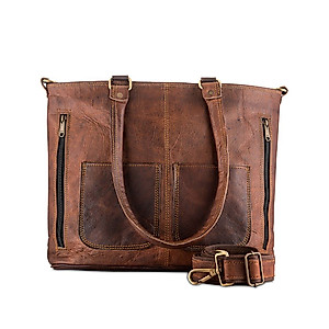 PARRYS LEATHER WORLD Vintage Genuine Leather Tote Bag for Women Shoulder Handbag, Casual Shoulder, Cross Body Bag Handbag, Multi Compartment