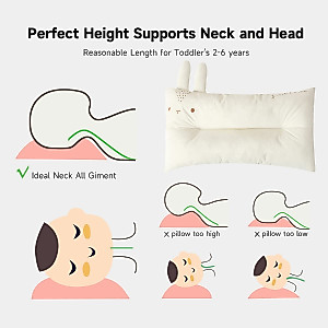 Choc chick Toddler Pillow,20X12inches Machine Washable 100% Cotton Pillowcase Soft Hypoallergenic Kids Pillows,Child Cute Animal Perfect Toddler Pillows for Sleeping 2 Years Old (Rabbit)