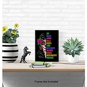 Mexicans Latinx Woman Wall Art - Latina Motivational poster - Arte Decoraciones Para Cuartos - Regalos Para Mujeres Ninas Chicas Chicano Latino Latin Americans - Inspiration Art Positive Quotes 8x10
